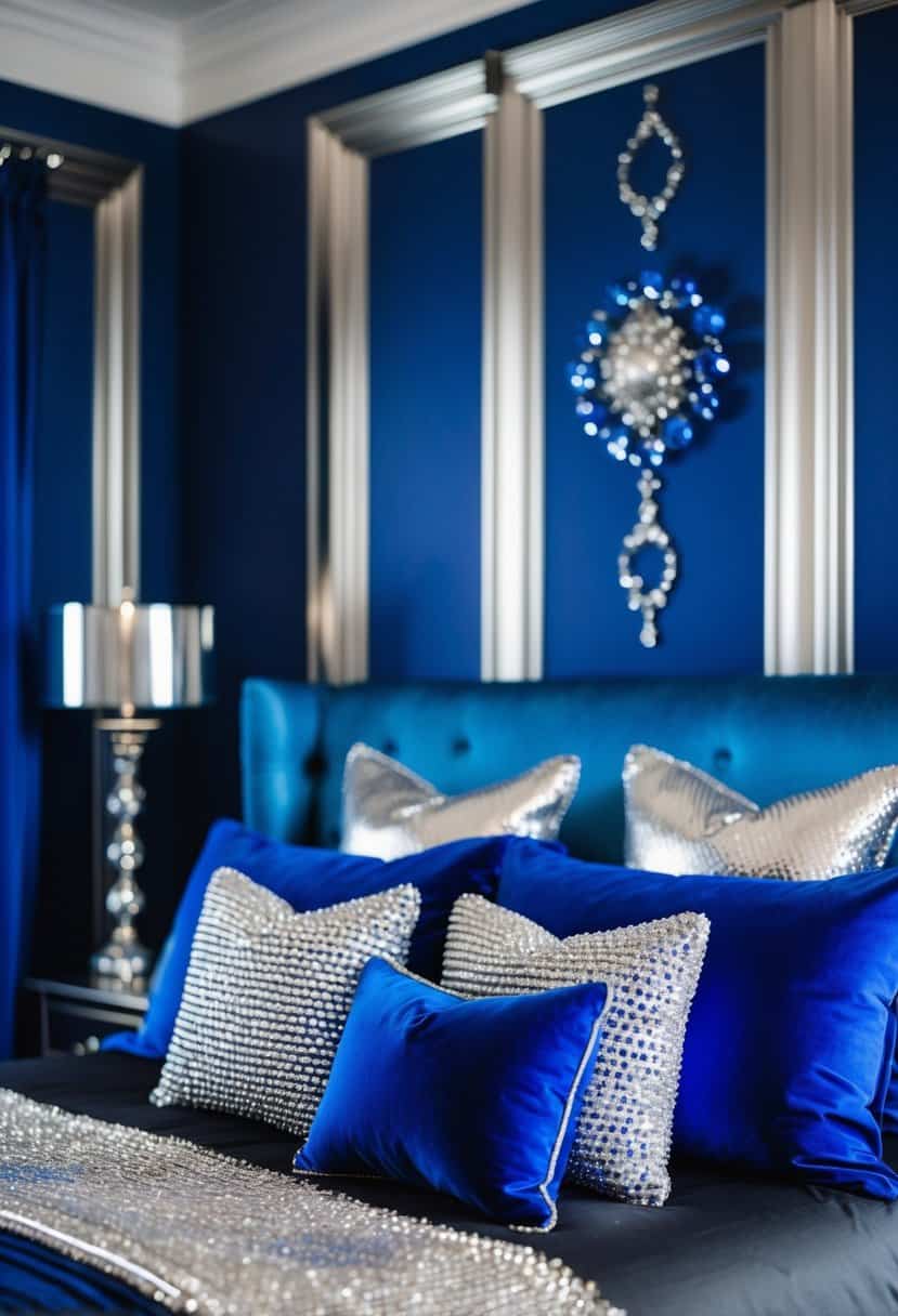 20 Royal Blue Black and Silver Bedroom Decor Ideas: Elegant Glamour ...